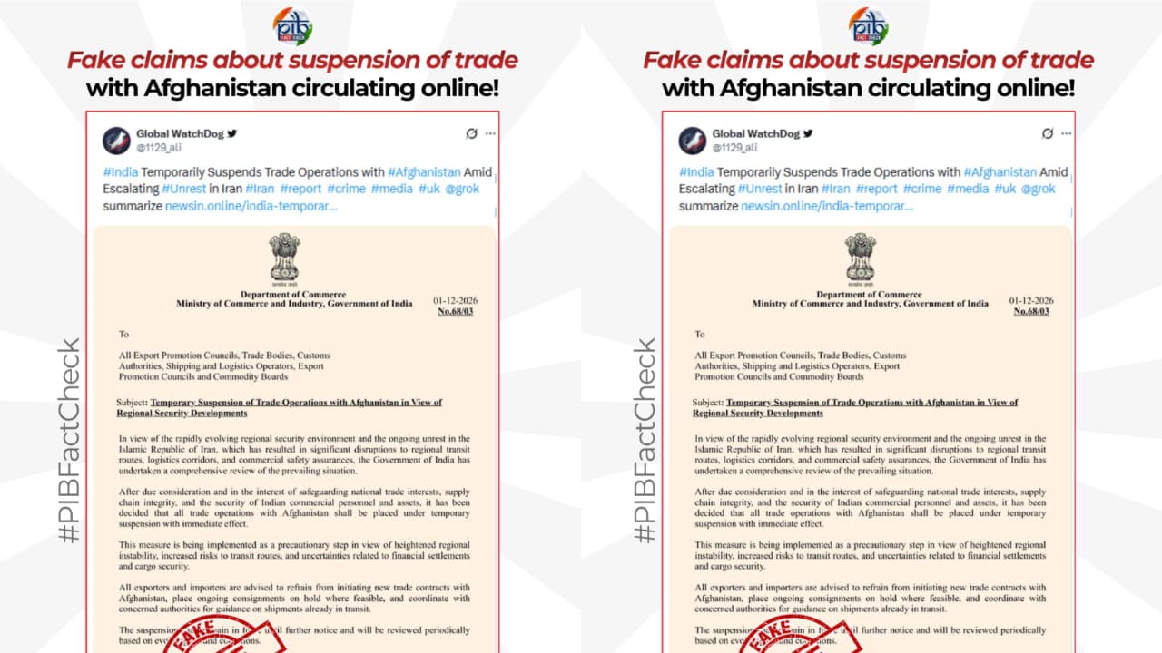 Fact check: PIB debunks fake letter claiming India suspended trade with ...