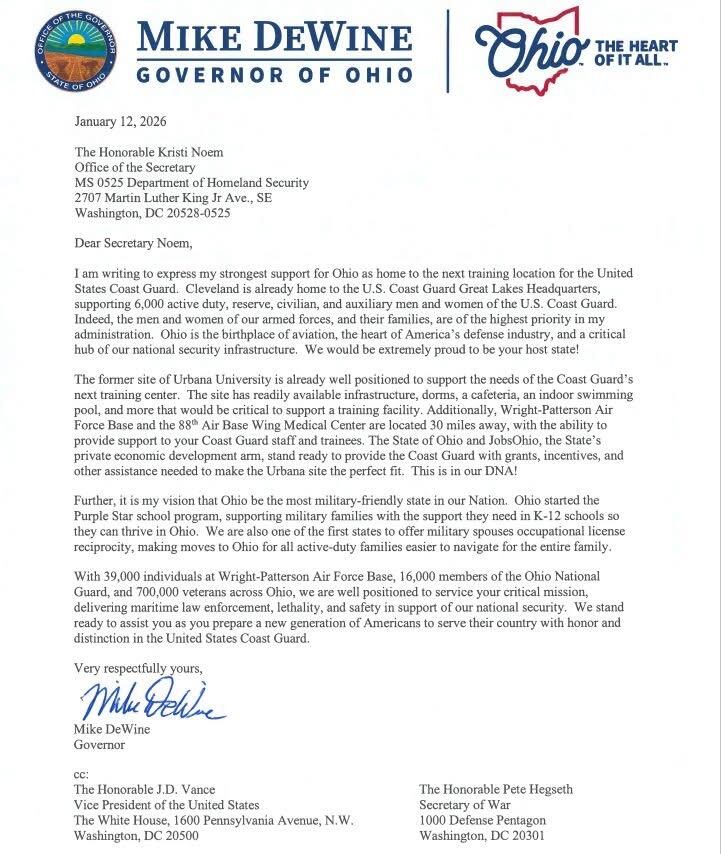 Ohio Gov wants next Coast Guard training facility in Ohio, 200 miles ...