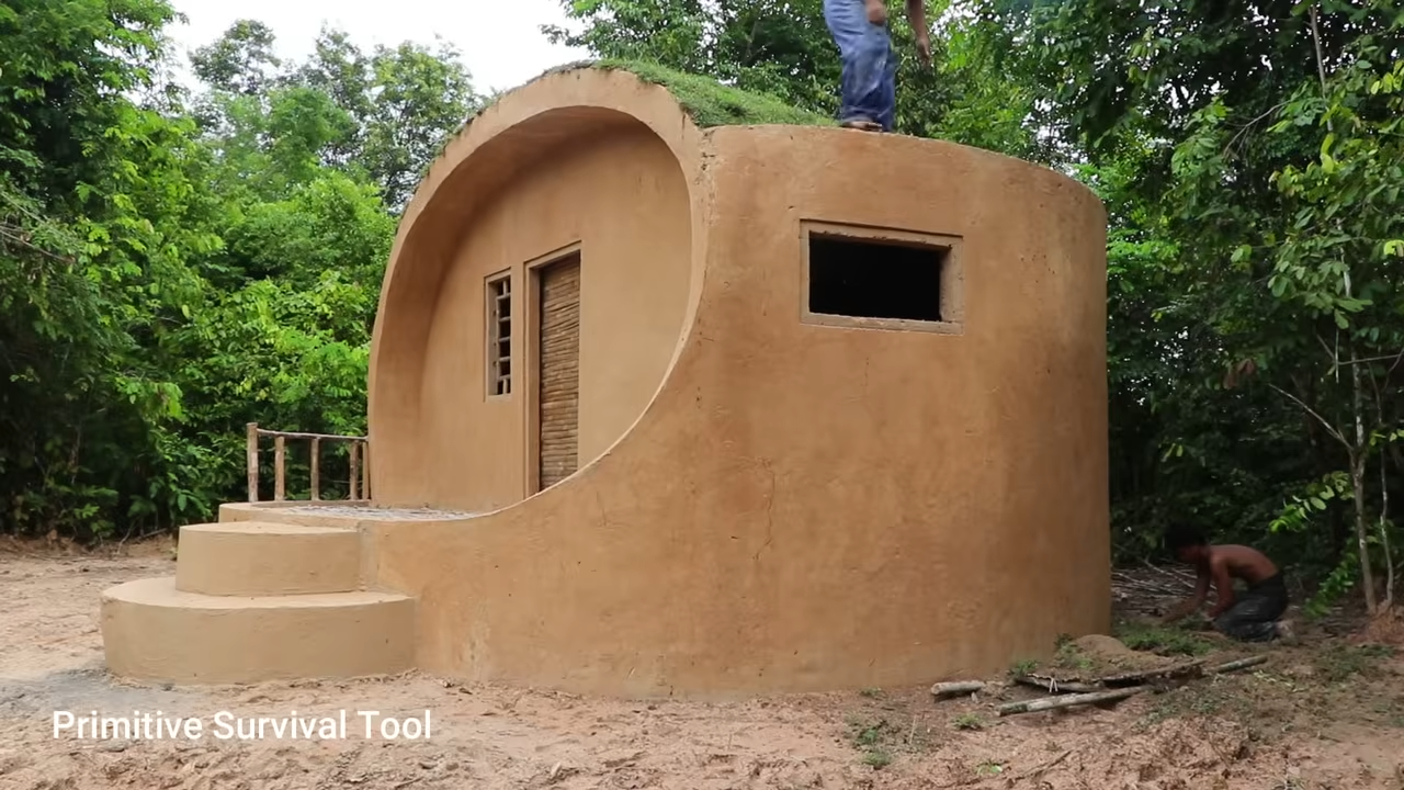 A beautiful modern underground home built by bare hands with primitive ...