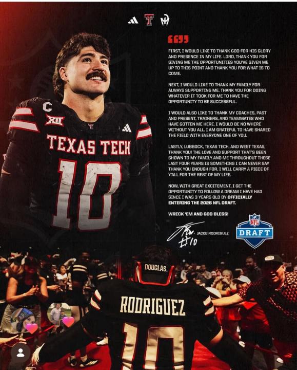 Jacob Rodriguez declares for 2026 NFL draft