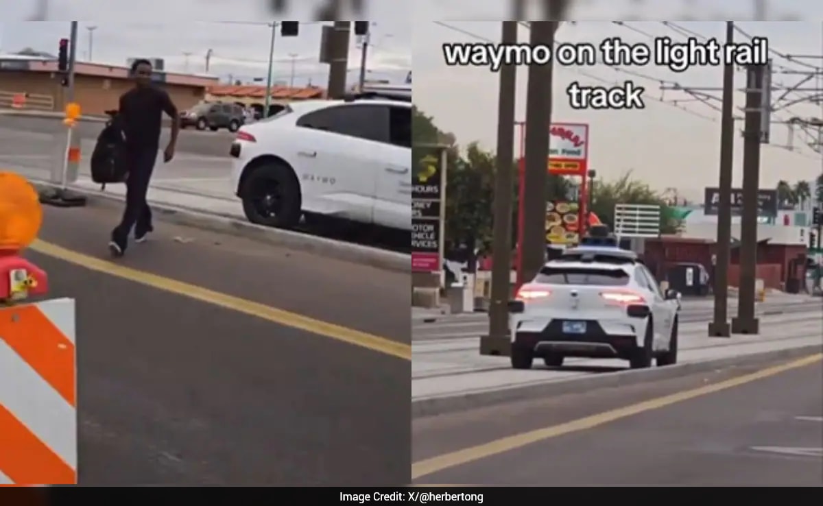 Watch: Waymo self-driving car with passenger inside gets stuck on rail ...