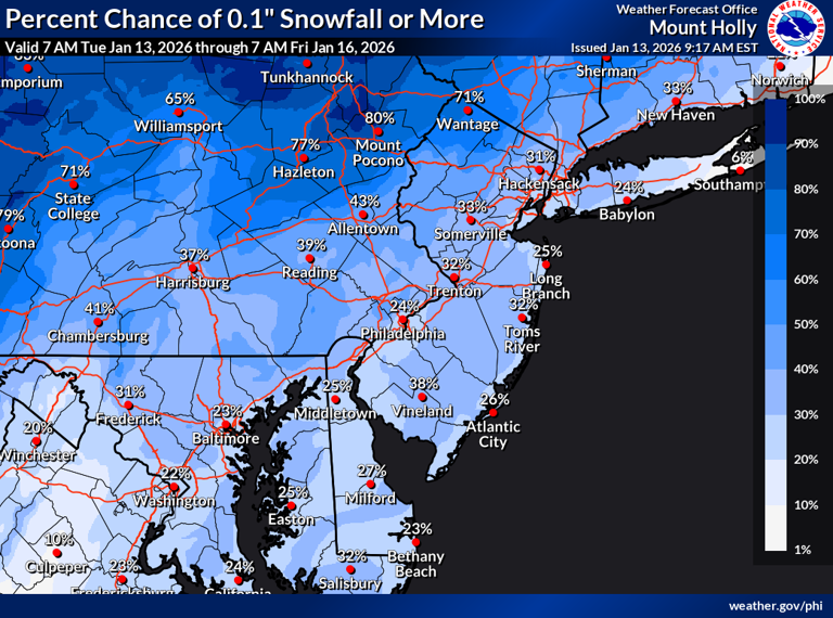 NOAA forecasts snow, storms in NJ this week. Timing, snowfall amounts