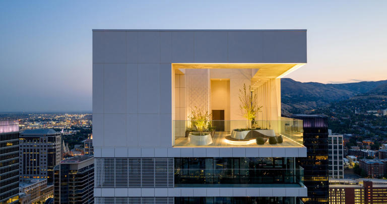 HKS tops Utah's tallest skyscraper with lights that indicate urban air ...