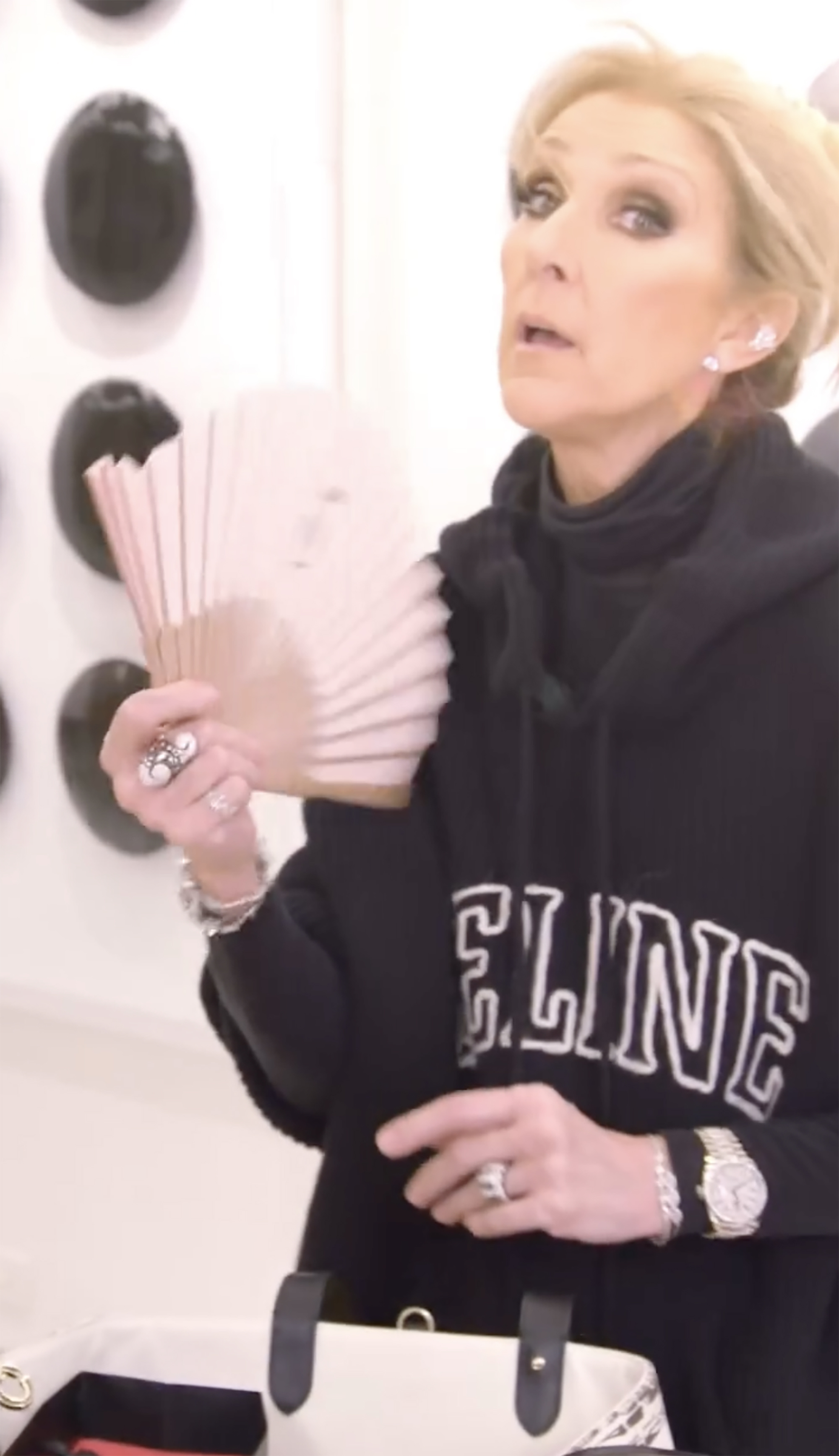 Celine Dion reveals must-have purse essentials — including a microphone ...