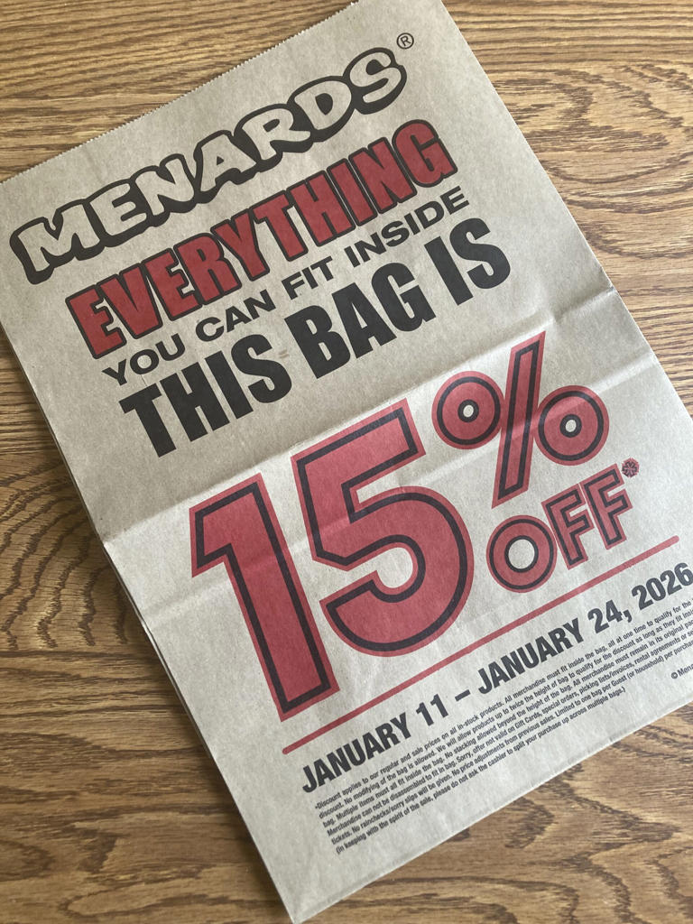 Menards bag sale - Save 15% on everything you can fit in the bag!