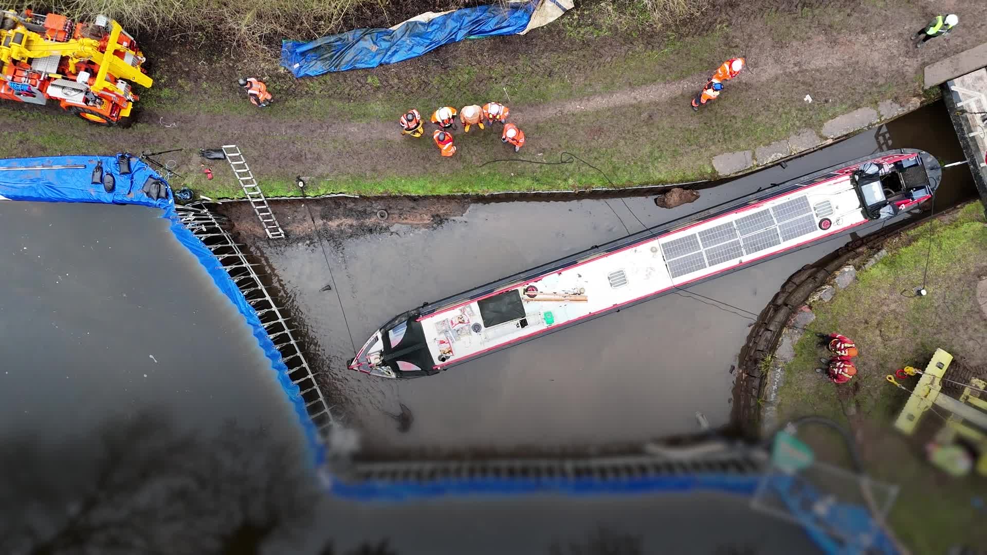 Stranded narrow boats refloated after Shropshire canal breach
