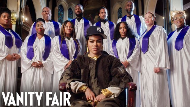 Teyana Taylor gets interviewed by a gospel choir