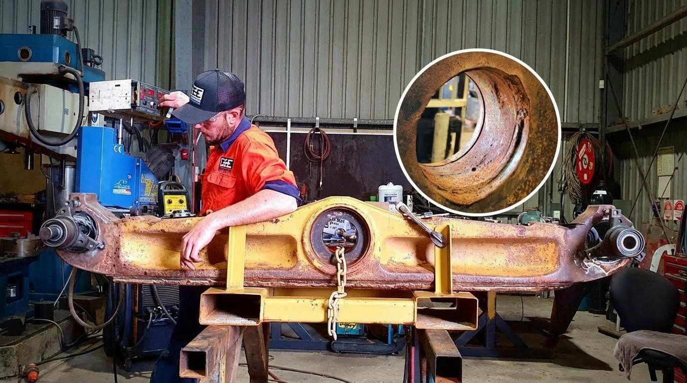 Restoring worn thrust faces with line boring