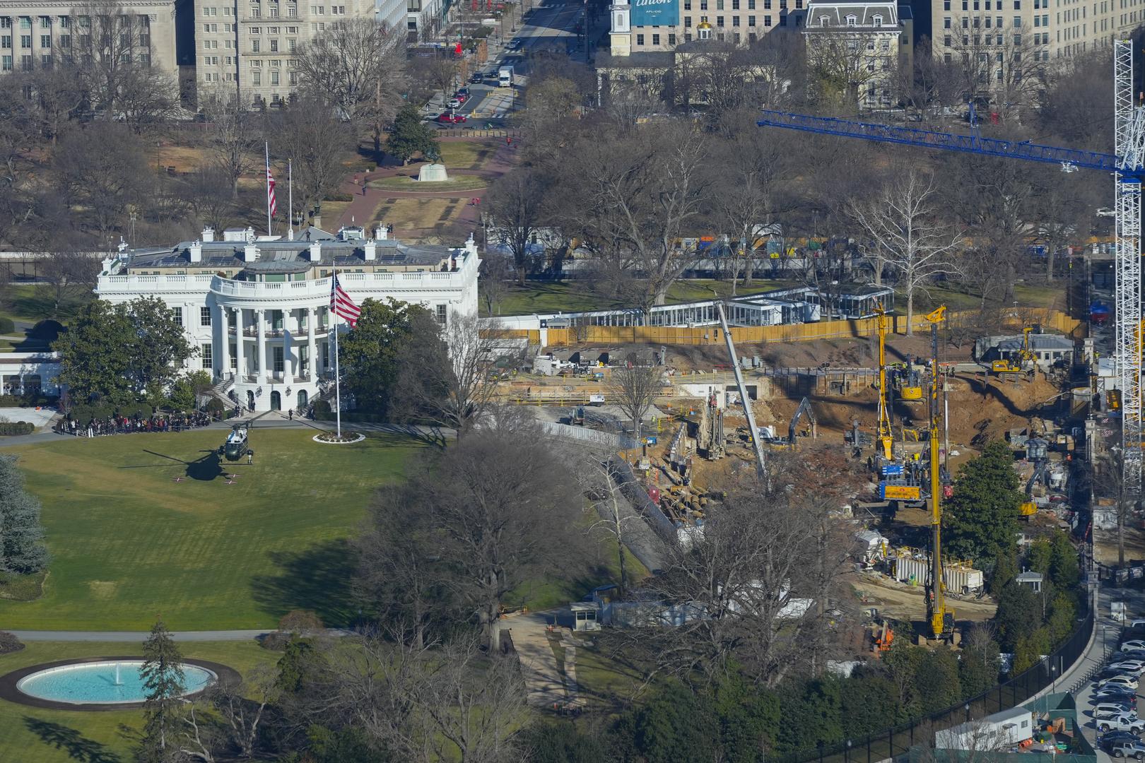 Cranes and excavation seen at White House ballroom construction site