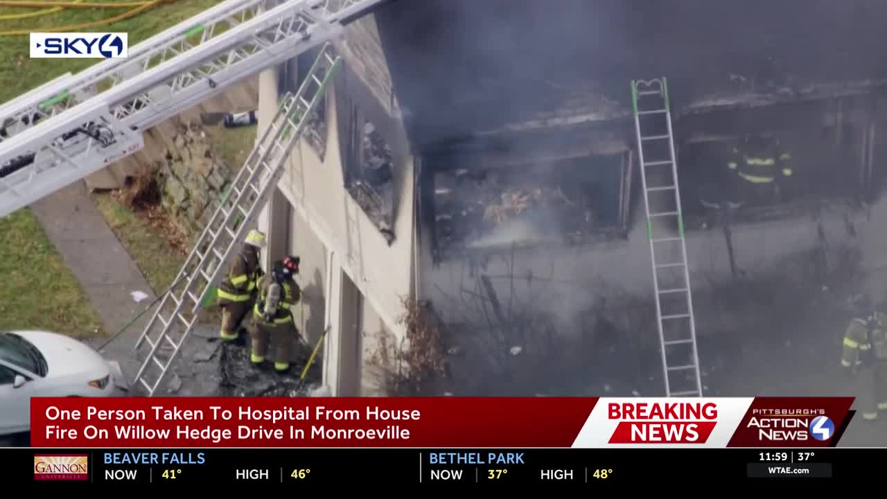 House fire in Monroeville, Pennsylvania; 1 person taken to hospital