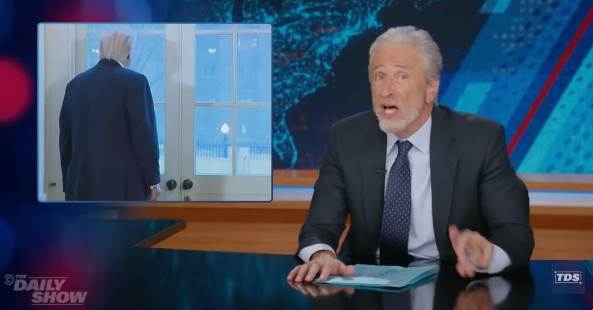 Jon Stewart mocks 'doddering old man' Donald Trump for pausing ...