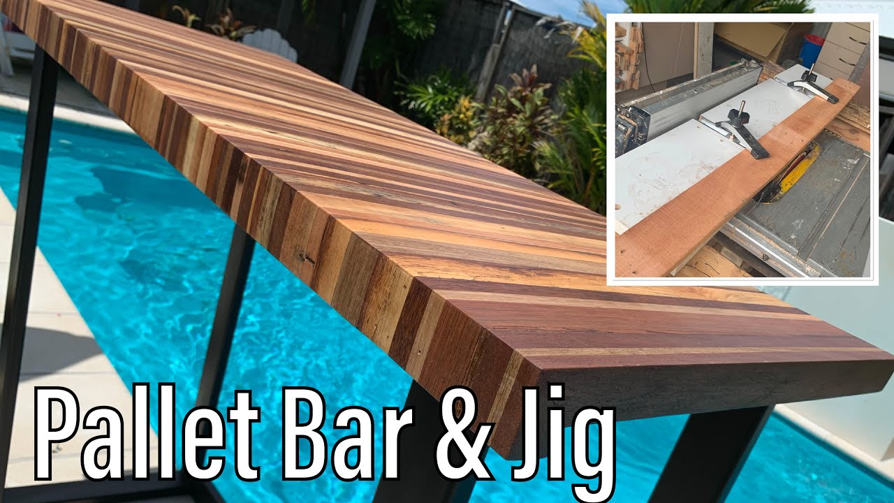 Pallet wood bar table and a straightening jig for the table saw DIY