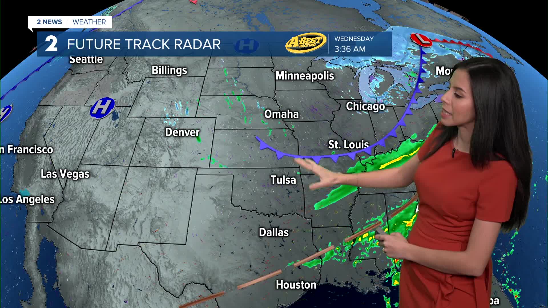 Cold front moves in Wednesday