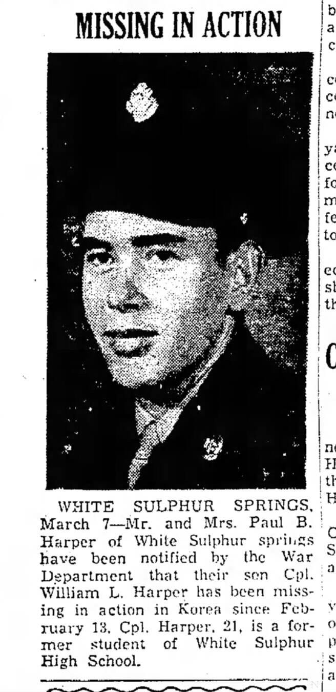 West Virginia soldier Sgt. William L Harper identified 74 years after ...