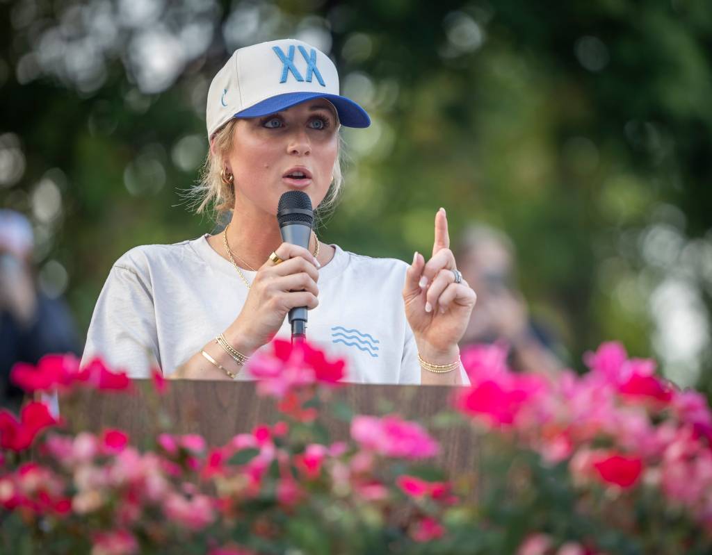 Riley Gaines says she wrapped baby in bulletproof blanket