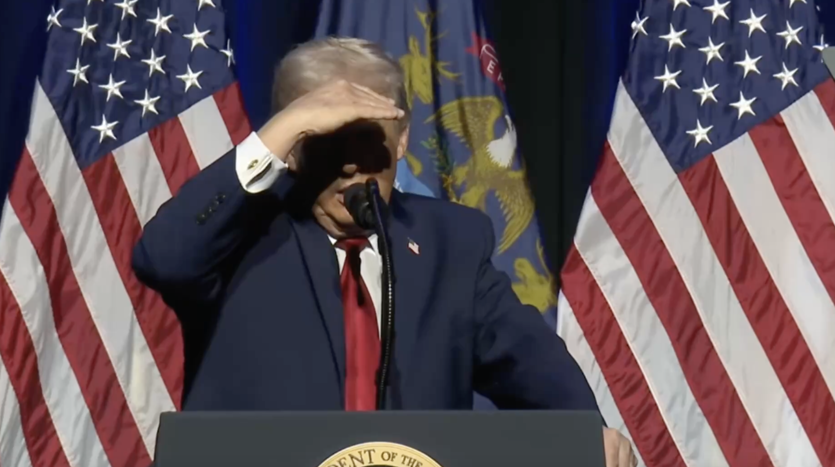 'The fake news back there, they're very upset about it': Trump derails ...