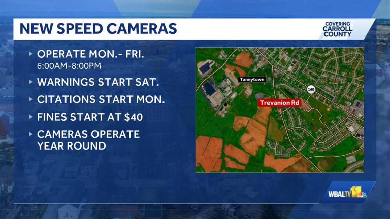 New speed cameras to go live near school zone in Carroll County town