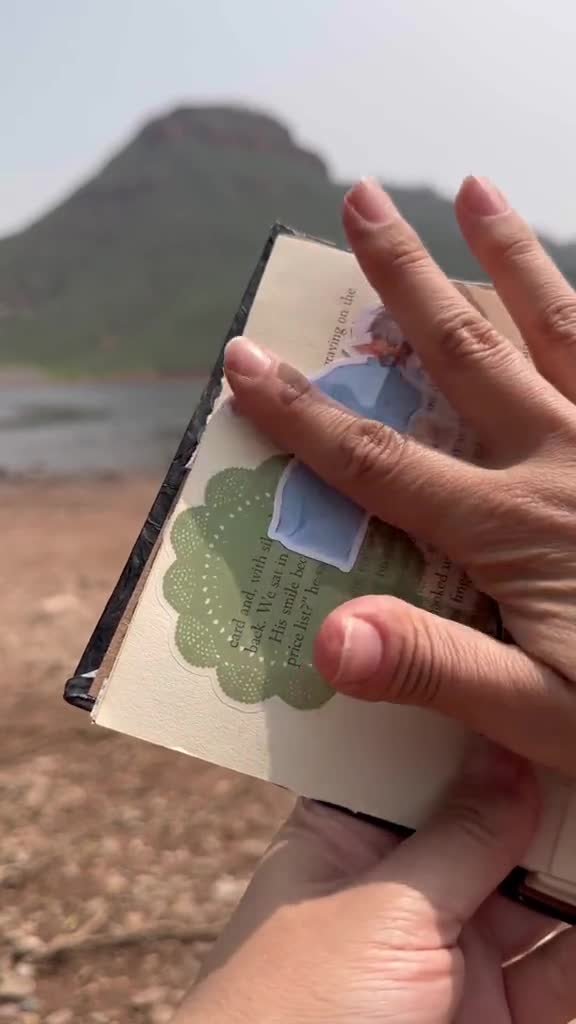Calming tulip journal spread by the lake