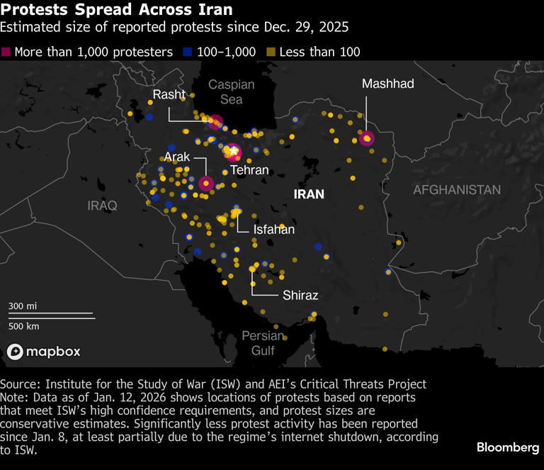 Trump urges Iran protesters to persist as death toll rises