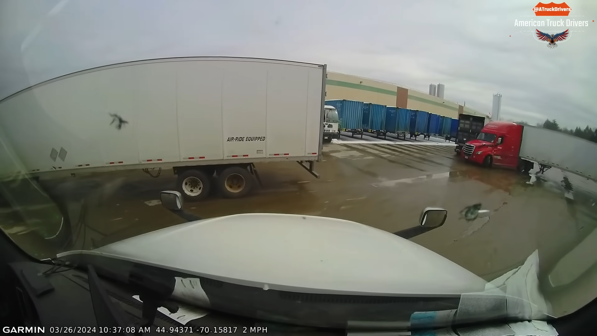 Truck stop crash unfolds in seconds on camera