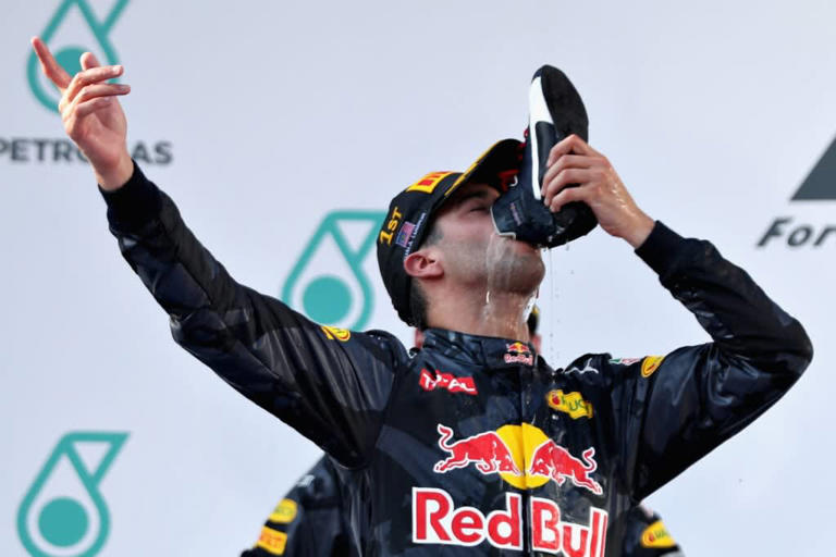When Daniel Ricciardo once got Gerard Butler to drink out of his shoe ...