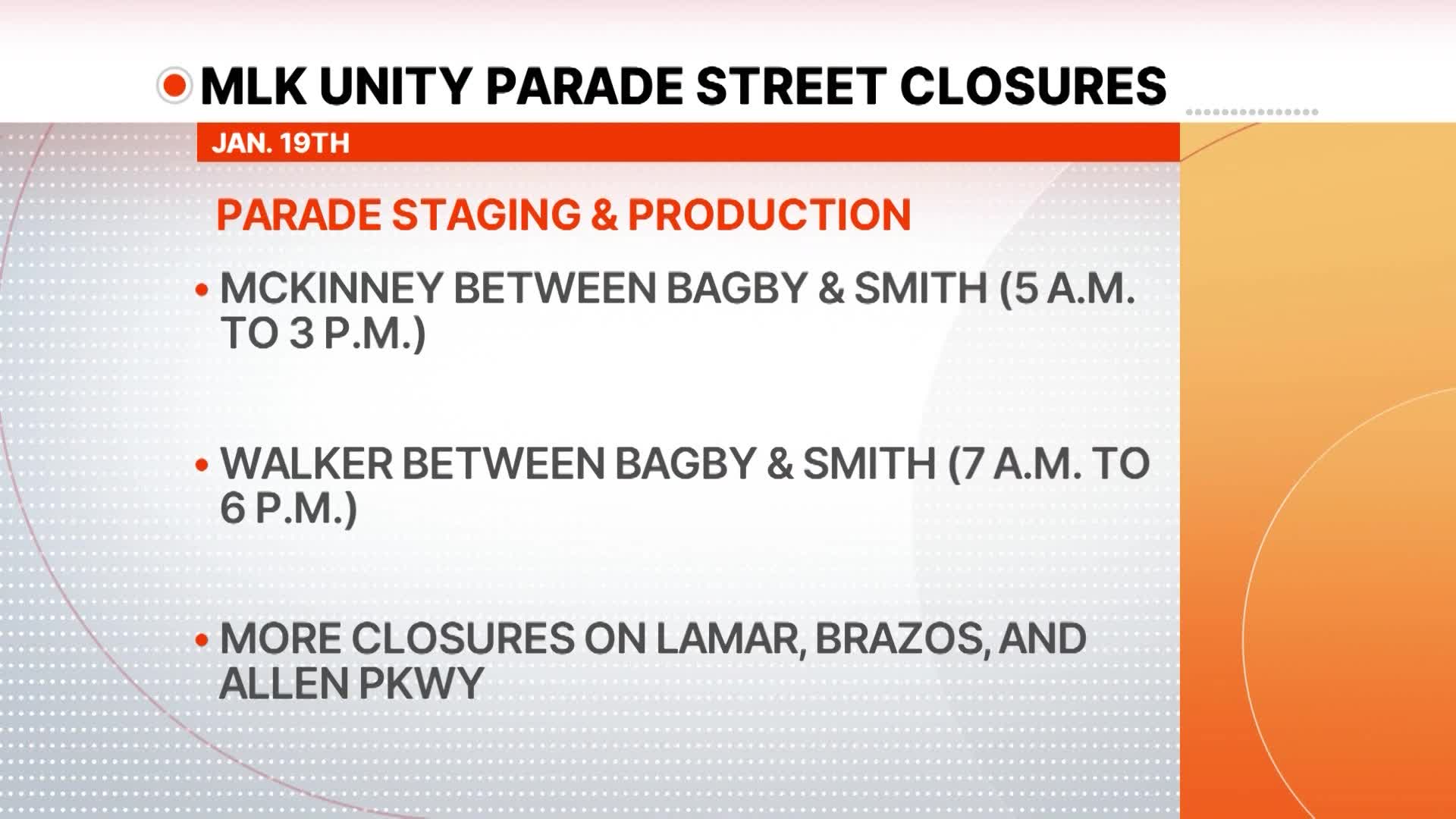 MLK Day road closures
