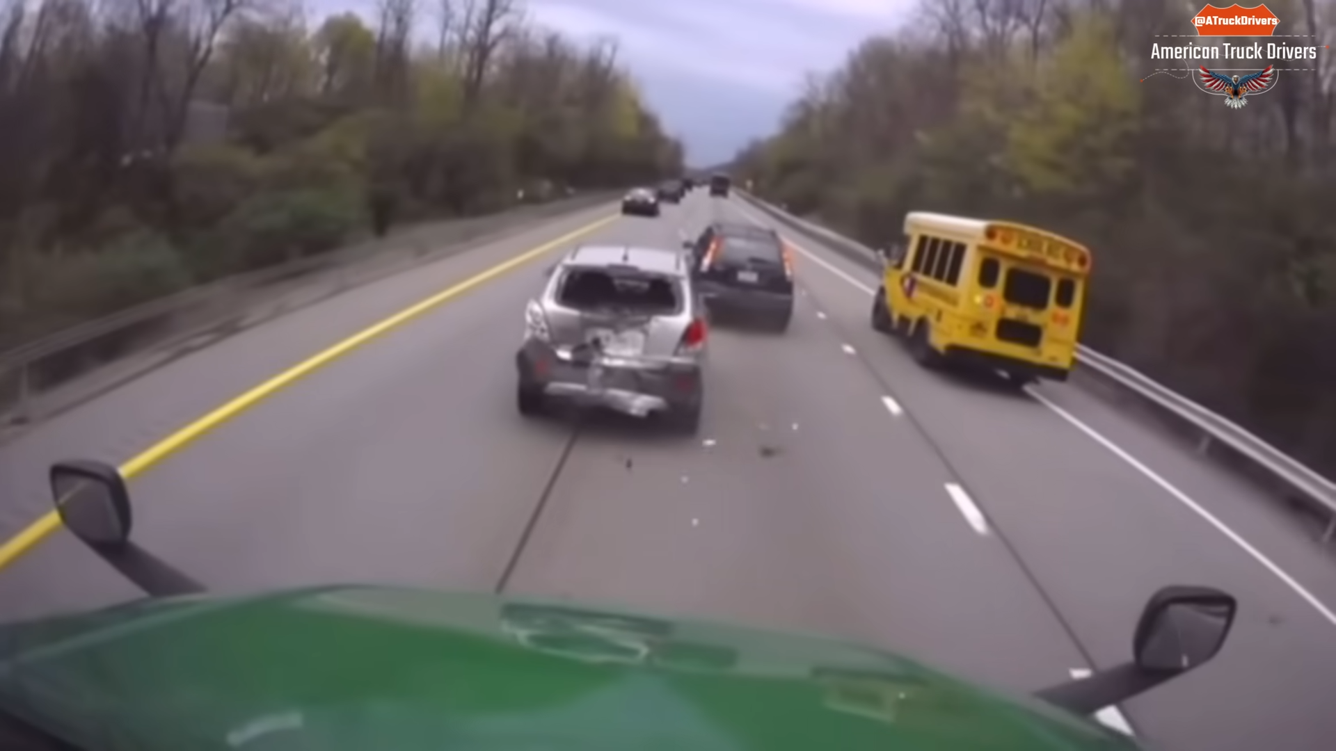 Hay explodes across the road after a trailer mishap