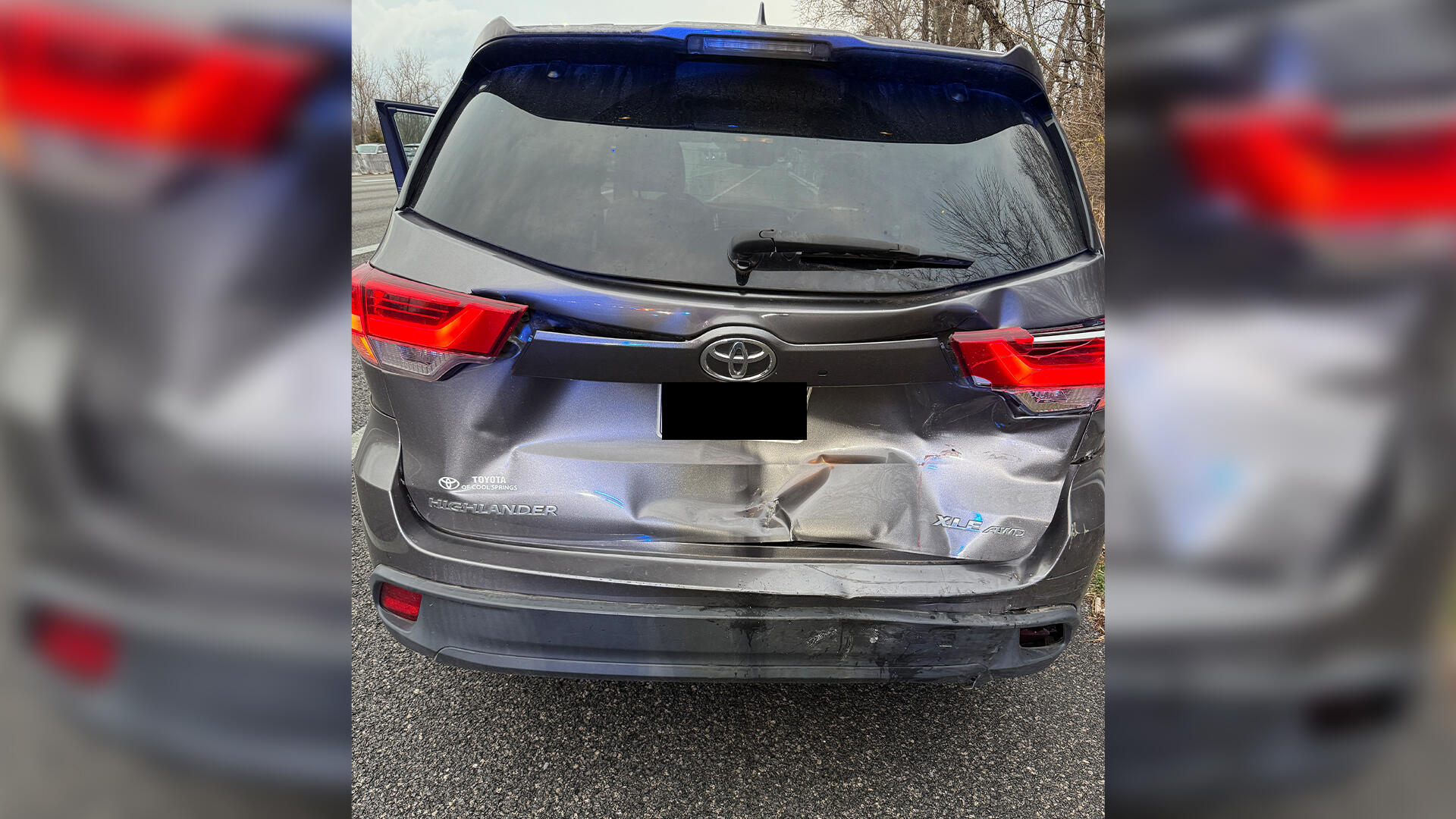 Lunchbox calls 911 after highway rear-end collision