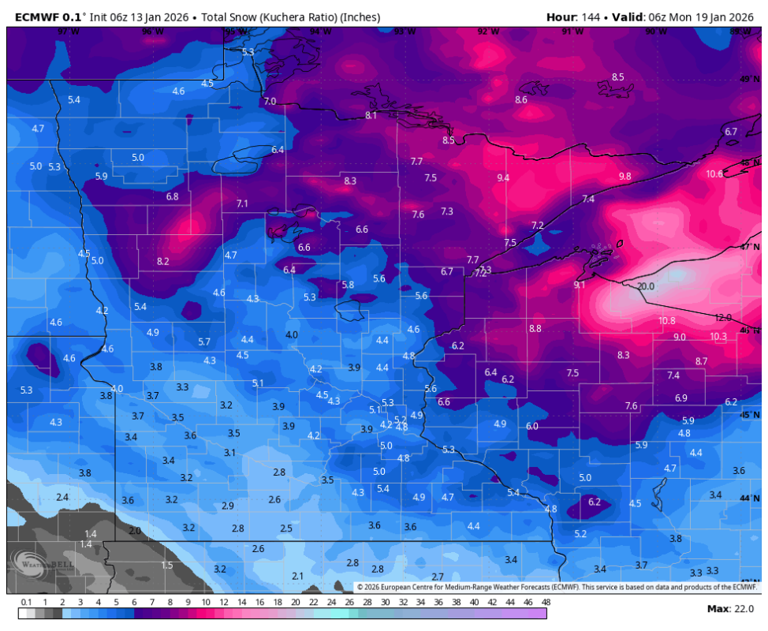 The latest on how much snow could fall in Minnesota Thursday-Sunday