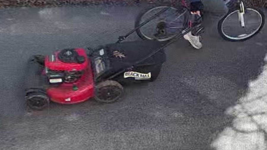 Man arrested in connection to lawnmower theft on bike