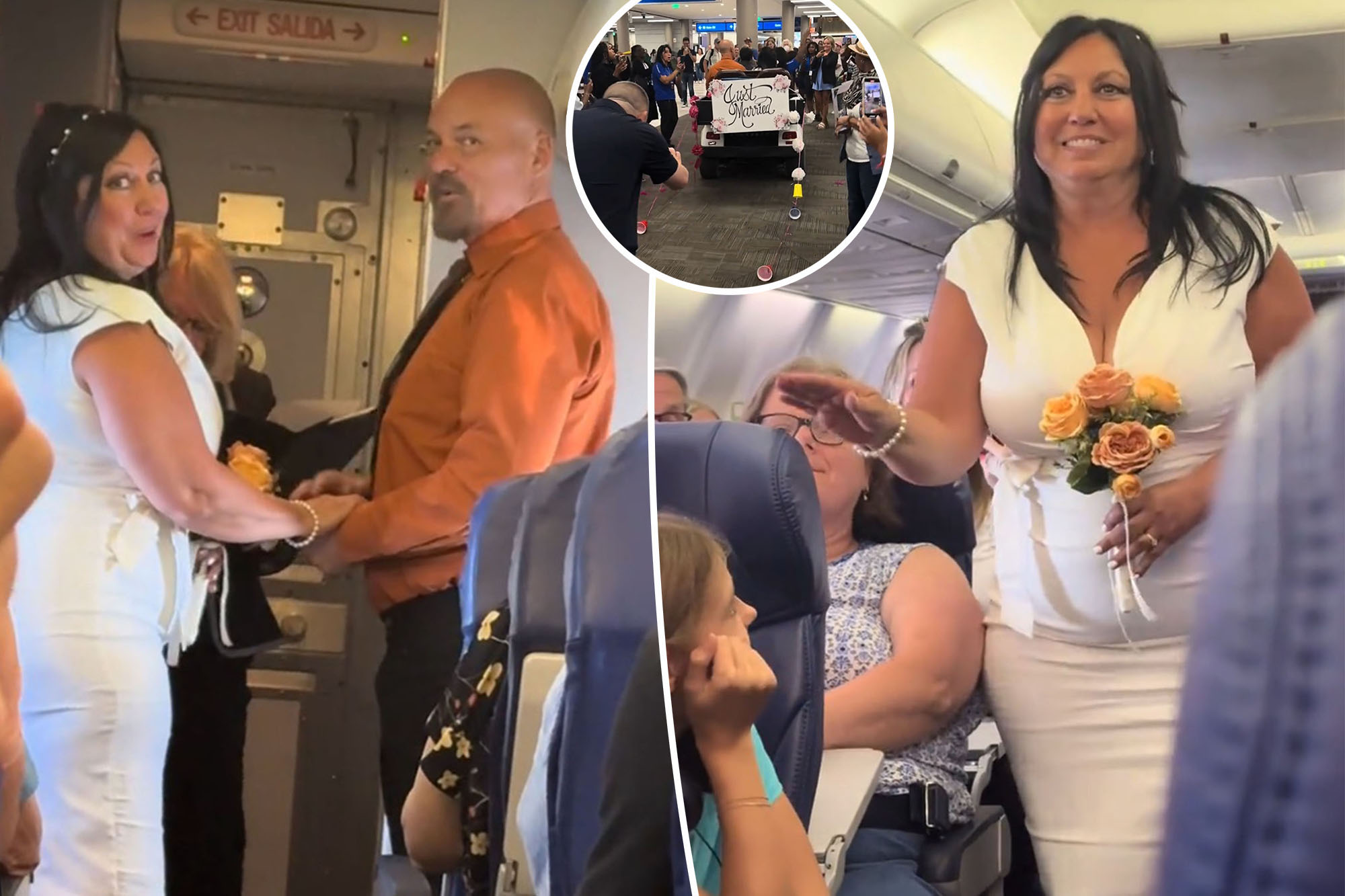 Couple getting married in airplane aisle block bathroom access: 'I've ...