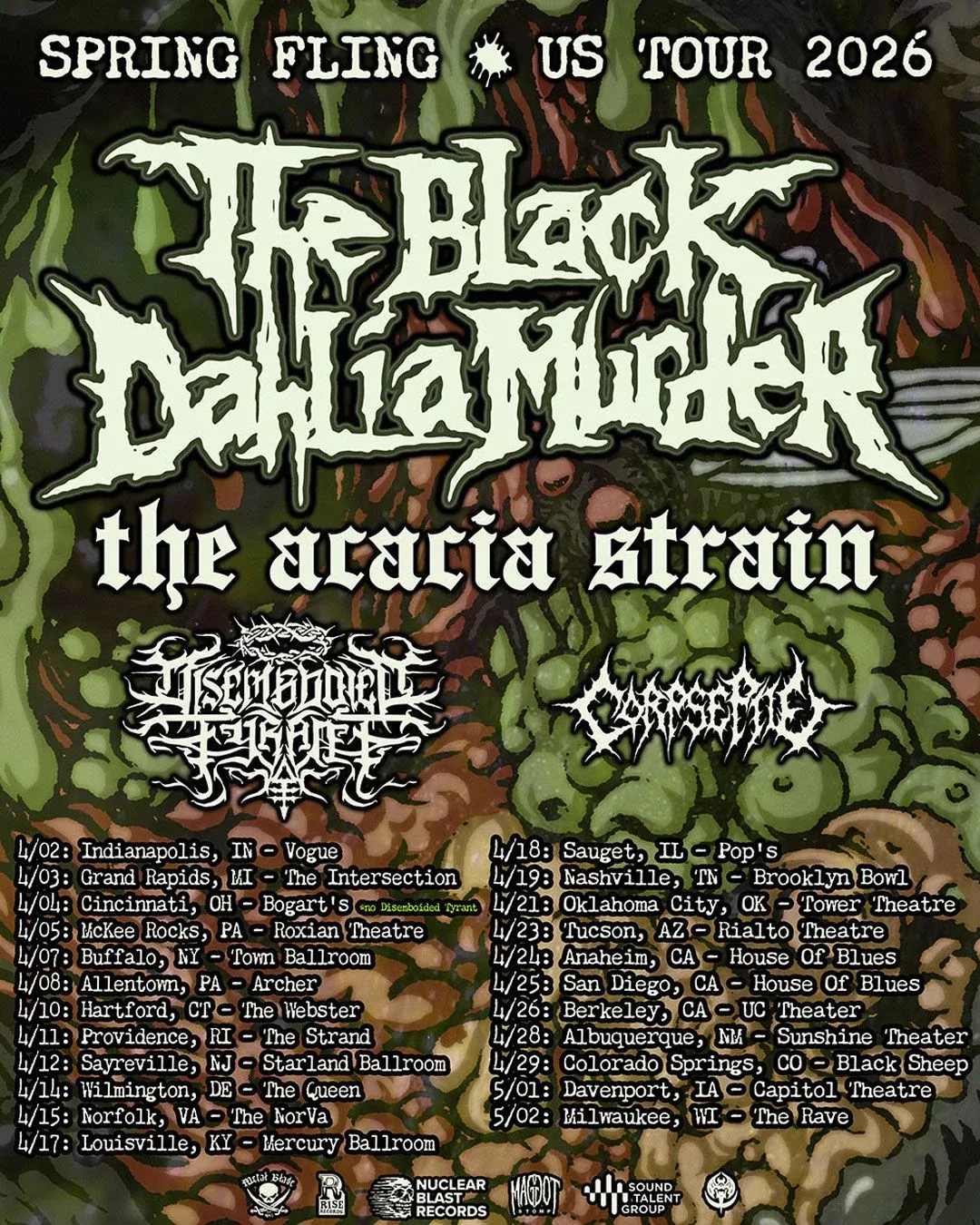 The Black Dahlia Murder book 23-date US tour with The Acacia Strain + more