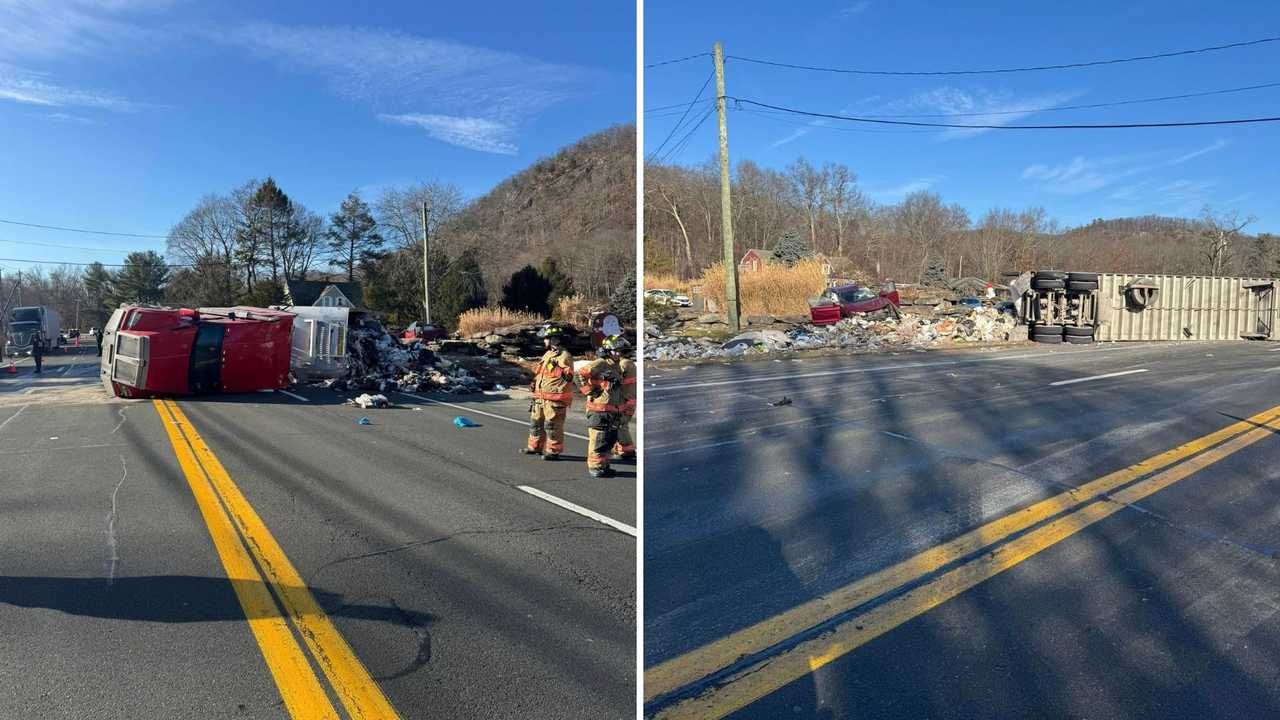 Truck rollover spills debris, snarls traffic on Route 17 in Orange ...