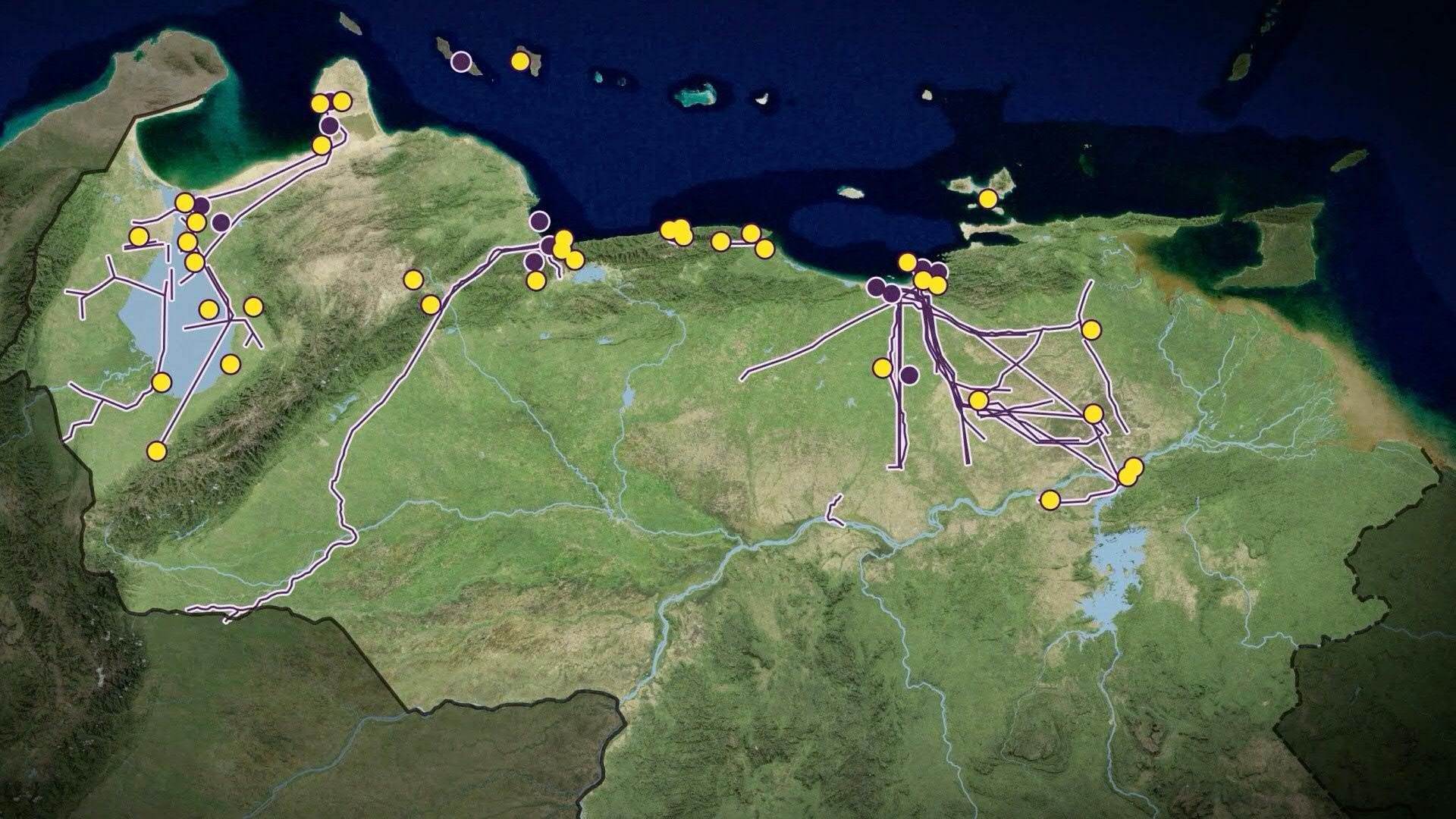 Animated map: Venezuela's oil resources - ZZ version (stockshots/no labels)