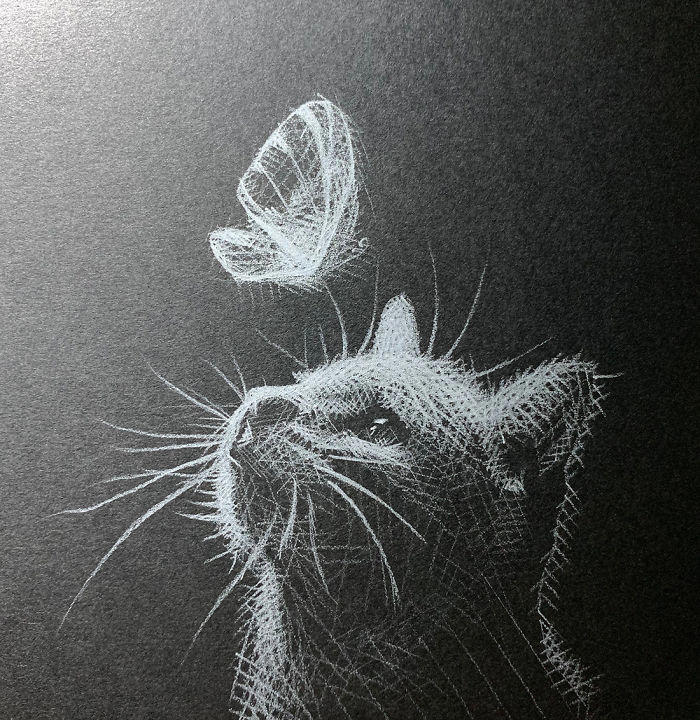 Illuminating the dark: 36 drawings using white ink on black paper