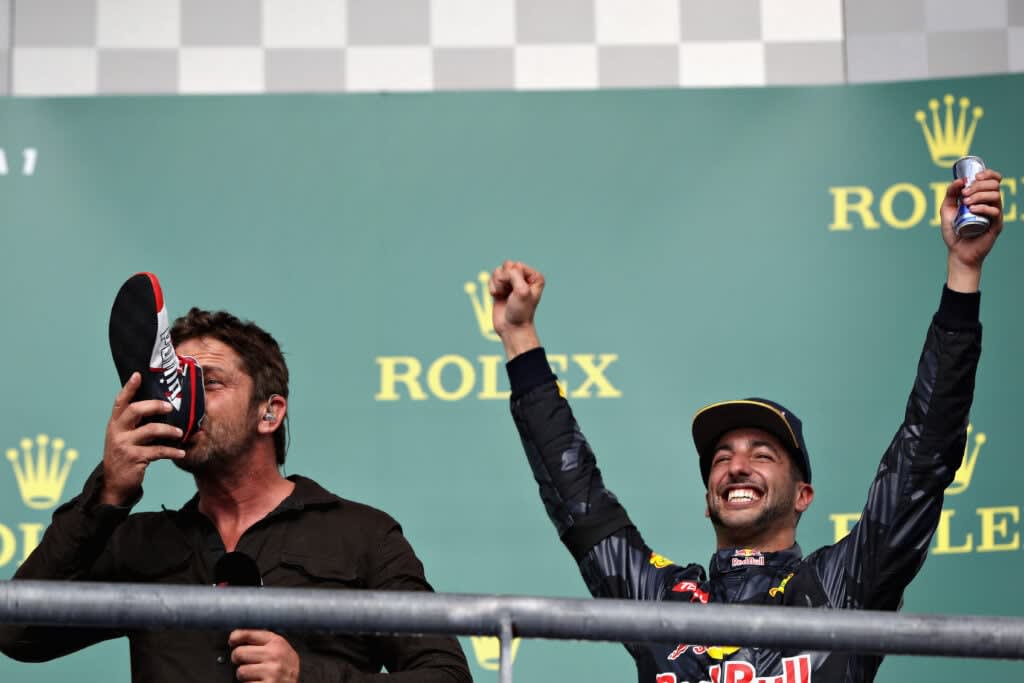 When Daniel Ricciardo once got Gerard Butler to drink out of his shoe ...