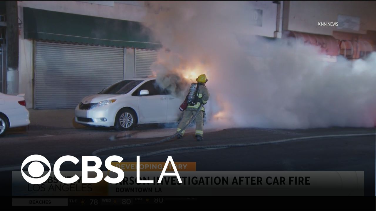 Investigators looking into arsonist starting downtown LA car fire