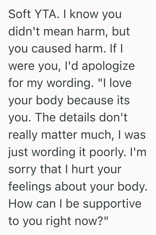 Wife tried to comfort her insecure husband about his weight, but her ...