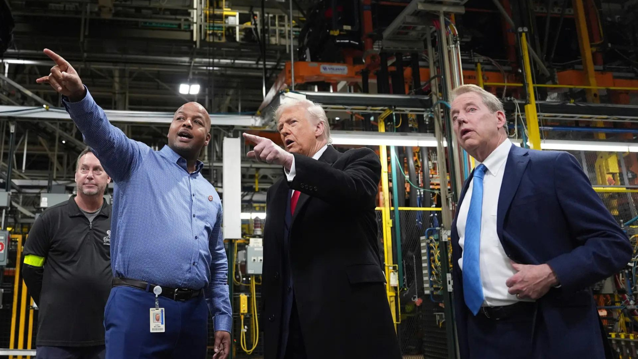 Donald Trump tours Michigan Ford plant: US president pushes ...