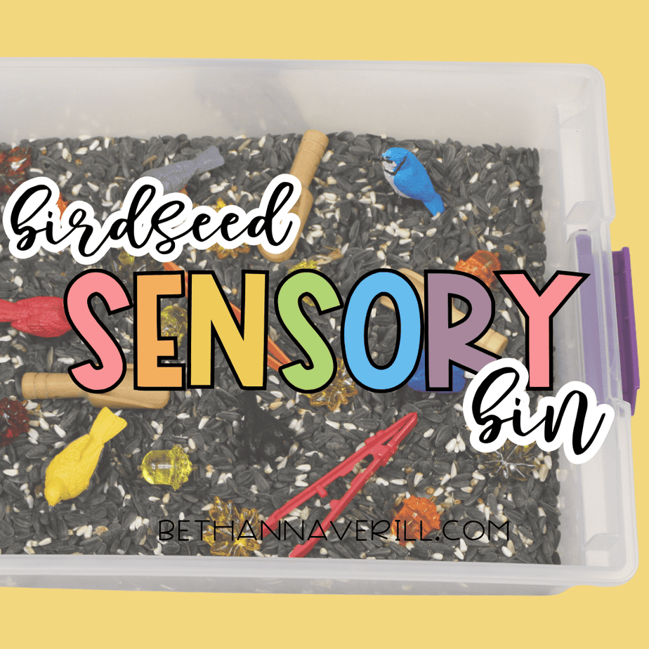 Birdseed sensory bin