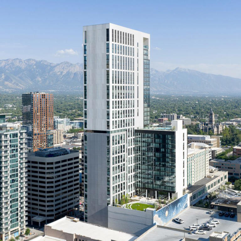 HKS tops Utah's tallest skyscraper with lights that indicate urban air ...