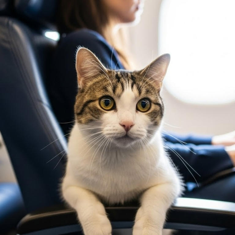 Which pets can travel with you on a plane and under what conditions