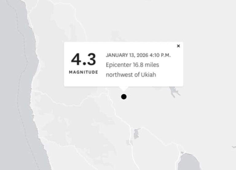 4.3 magnitude earthquake rocks Northern California