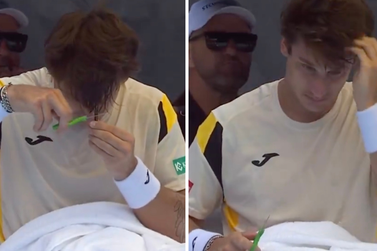 Tennis player gives himself haircut mid-match in bid to win