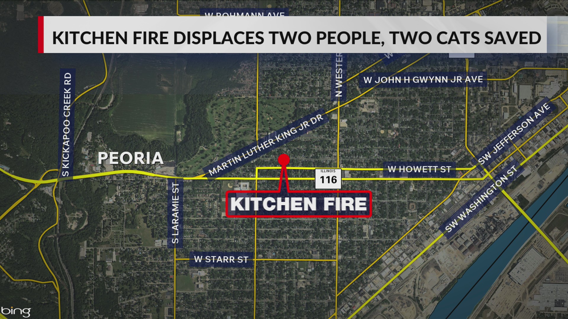Kitchen fire in South Peoria displaces two, causes $10K damage