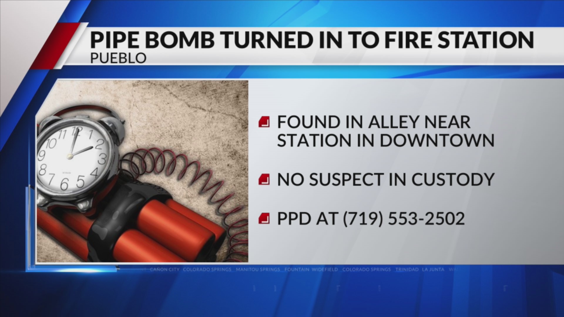 Pipe bomb turned in to Pueblo fire station
