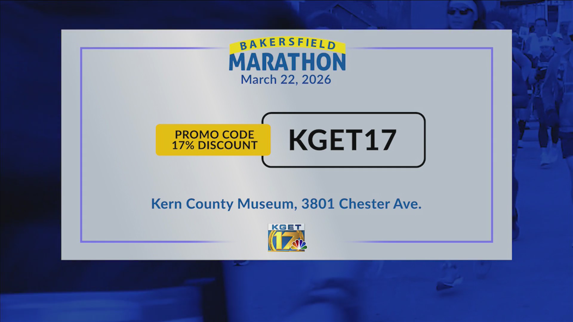 2026 Bakersfield Marathon 2 months away, promo code for 17% off