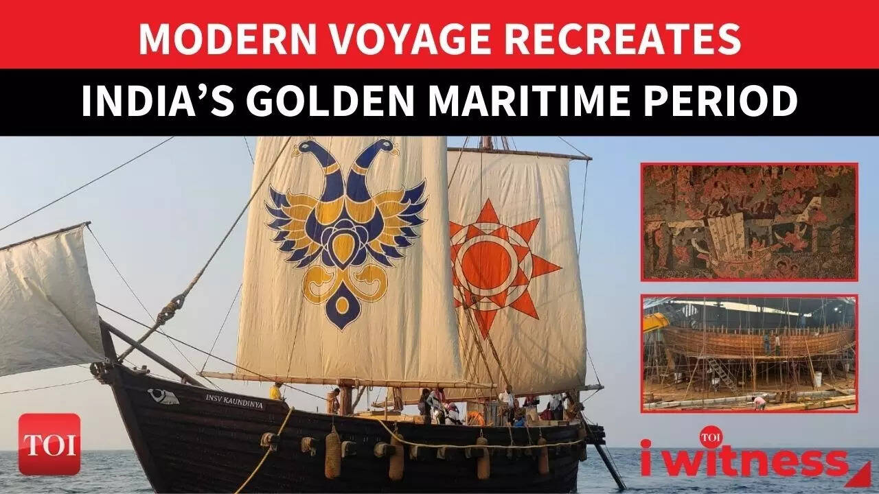 Hand-stitched wooden ship moves from Ajanta walls to Arabian Sea | INSV ...
