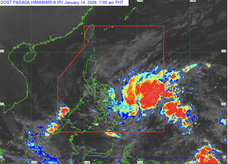 Rain forecast in parts of PH due to amihan, LPA trough on Jan. 14