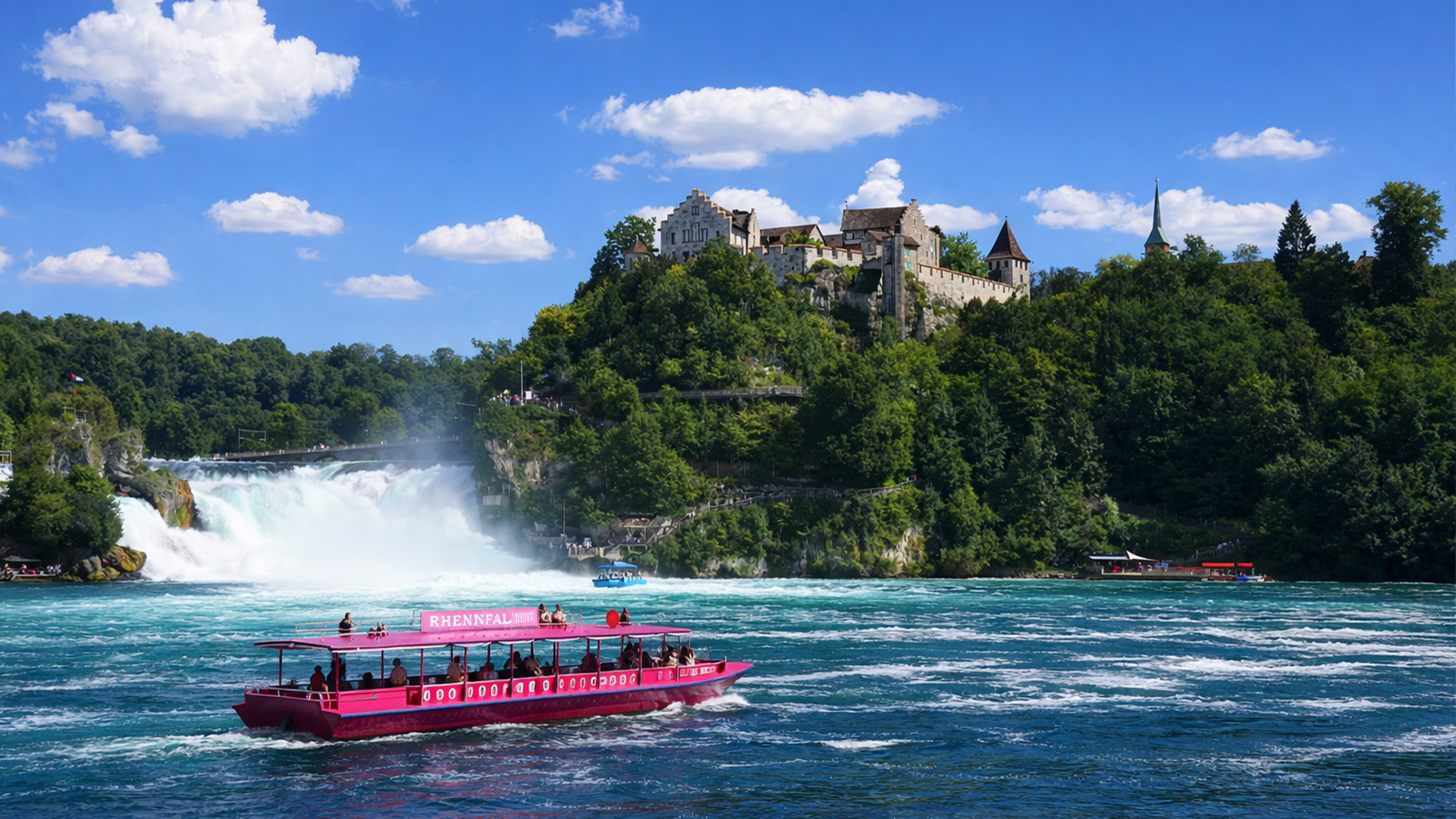 Rhine Falls Schaffhausen iconic waterfall near Zurich (4K)